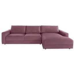 Ecksofa Places of Style "Bloomfield, L-Form" Sofas Gr. B/H/T: 303cm x 84cm x 176cm, Velours, mega-Recamiere rechts, XL ohne Bettfunktion und Bettkasten, rosa (altrosa) wahlweise mit Bettfunktion und Bettkasten