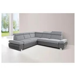 Ecksofa exxpo - SOFA FASHION "Happy, L-Form" Sofas Gr. B/H/T: 274cm x 98cm x 254cm, Kunstleder SOFTLUX-Struktur, langer Schenkel rechts, ohne Bettfunktion-ohne Bettkasten, silberfarben (delfin, silber) inkl. Kopf- und Armteilverstellung, wahlweise mit Bettfunktion