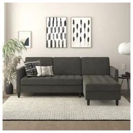 Ecksofa DOREL HOME "Presley, L-Form" Sofas Gr. B/H/T: 213cm x 83cm x 154cm, Webstoff, Recamiere beidseitig montierbar, grau (anthrazit) Ecksofa mit Bett-Funktion und Stauraum, verstellbare Rückenlehne