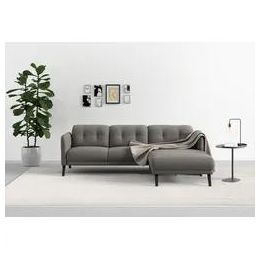 Sit & More Ecksofa SIT & MORE "Scandia L-Form" Sofas Gr. B/H/T: 269cm x 82cm x 183cm, Luxus-Microfaser Euphoria, Recamiere rechts, Mit Kopfteilverstellung-Mit Armteilfunktion-Mit schwarzen matten Metallfüßen, braun (schlamm) Wahlweise mit Kopfteilverstellung und Armteilfunktion