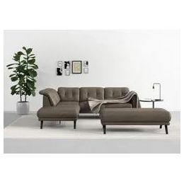 Sit & More Ecksofa SIT & MORE "Scandia L-Form" Sofas Gr. B/H/T: 271cm x 82cm x 214cm, Microfaser, Ottomane links, Ohne Kopfteilverstellung-Ohne Armteilfunktion-Mit schwarzen matten Metallfüßen, braun Wahlweise mit Kopfteilverstellung und Armteilfunktion