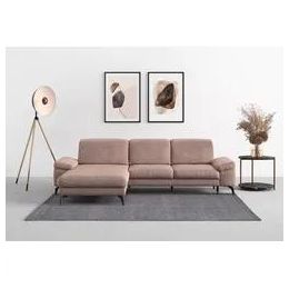 Sit & More Ecksofa SIT&MORE "Cabana L-Form" Sofas Gr. B/H/T: 301 cm x 84 cm x 195 cm, Feincord, mega-Recamiere links, mit Sitztiefenverstellung-mit Kopfteilverstellung-mit Armlehnfunktion-mit Federkern, rosa (altrosa) Recamiere, wahlweise mit Sitztiefen-, Armlehnen- und Kopfteilfunktion