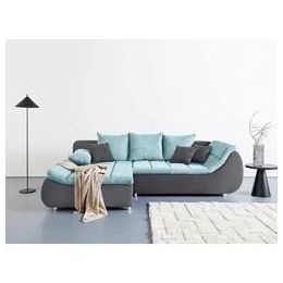 Ecksofa Inosign "Imola L-Form" Sofas Gr. B/H/T: 271cm x 90cm x 104cm, Microfaser-Struktur, Recamiere links, ohne Bettfunktion, grün (anthrazit, mint)