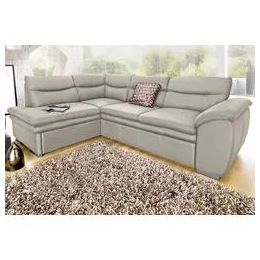 Ecksofa COTTA "Leandra L-Form" Sofas Gr. B/H/T: 250cm x 88cm x 90cm, NaturLEDER, Ottomane links, ohne Bettfunktion, grau wahlweise mit Bettfunktion und Bettkasten