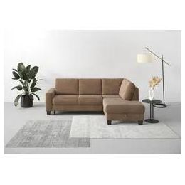 Ecksofa Home Affaire "Summer L-Form" Sofas Gr. B/H/T: 236 cm x 91 cm x 170 cm, Breitcord, Ottomane rechts, mit Bettfunktion-mit Bettkasten-ohne Federkern, braun (latte) mit Ottomane, oder ohne Bettfunktion und Bettkasten, Cord-Bezug