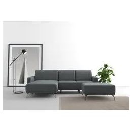 Sit & More Ecksofa SIT & MORE "Bailando L-Form" Sofas Gr. B/H/T: 251cm x 84cm x 163cm, Luxus-Microfaser ALTARA NUBUCK, Recamiere links, mit Kopfteilverstellung-mit Vorziehsitz motorisch, grau (dunkelgrau) wahlweise mit Kopfteilverstellung und Vorziehsitz, motorisch