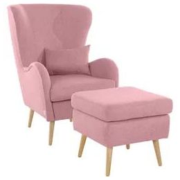 Guido Maria Kretschmer Home & Living Sessel GUIDO MARIA KRETSCHMER HOME&LIVING "Sallito, TV-Sessel, Ohrensessel mit" Gr. Struktur fein, mit Hocker, B/H/T: 76 cm x 109 cm x 85 cm, rosa (rose) Sessel mit Hocker Ohrensessel incl. Hocker, in 6 Bezugsqualitäten, BTH: 7685109 cm