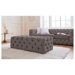 Guido Maria Kretschmer Home & Living Polsterhocker GUIDO MARIA KRETSCHMER HOME & LIVING "Kalina" Hocker Gr. B/H/T: 120cm x 42cm x 55cm, Struktur, braun mit klassischer Chesterfield-Knopfheftung