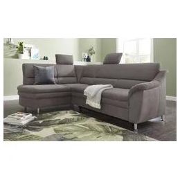 Sit & More Ecksofa SIT & MORE "Cardoso L-Form" Sofas Gr. B/H/T: 250cm x 90cm x 175cm, Struktur, Ottomane links, keine Funktion, grau mit Federkern, wahlweise Bettfunktion und Schubkasten