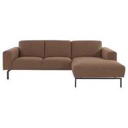 Ecksofa Andas "Lungre, L-Form" Sofas Gr. B/H/T: 280 cm x 82 cm x 163 cm, Struktur, Recamiere rechts, Ecksofa XXL, rot (picante) in verschiedenen Größen, extra hohe Füße aus Metall