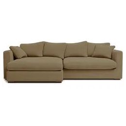 Ecksofa Home Affaire "Coray, L-Form" Sofas Gr. B/H/T: 266 cm x 80 cm x 153 cm, Feincord, Recamiere links, braun (light brown) extra weich und kuschelig, Füllung mit Federn Daunen