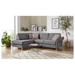 Sit & More Ecksofa SIT & MORE "Clio L-Form" Sofas Gr. B/H/T: 254cm x 89cm x 190cm, Luxus-Microfaser ALTARA NUBUCK, Ottomane links, ohne Bettfunktion-ohne Bettkasten, grau (steel) wahlweise mit Bettfunktion und Bettkasten, inklusive Federkern