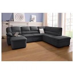 Wohnlandschaft COTTA "Casino U-Form" Sofas Gr. B/H/T: 313cm x 98cm x 95cm, Kunstleder SOFTLUX, Ottomane rechts, ohne Bettfunktion, schwarz wahlweise mit Bettfunktion