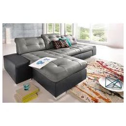 Sit & More Ecksofa SIT&MORE "Palomino L-Form" Sofas Gr. B/H/T: 284 cm x 84 cm x 109 cm, Kunstleder SOFTLUX-NaturLEDER, Recamiere links, ohne Bettfunktion-XL, schwarz (schwarz, steingrau) wahlweise XL oder XXL und mit Bettfunktion