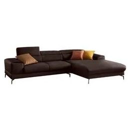 Ecksofa W.Schillig "piedroo" Sofas Gr. B/H/T: 303 cm x 70 cm x 193 cm, Stoff S37, Longchair rechts, mit Kopfteilverstellung-ohne Sitztiefenverstellung, braun (espresso s37) Ecksofa Kopfteilverstellung, wahlweise mit Sitztiefenverstellung, Breite 303cm