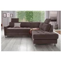 Sit & More Ecksofa SIT & MORE "Pablo L-Form" Sofas Gr. B/H/T: 233cm x 78cm x 196cm, Luxus-Microfaser ALTARA NUBUCK, Ottomane rechts, mit Bettfunktion, braun (dunkelbraun) wahlweise mit Bettfunktion