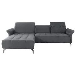 Ecksofa Inosign "Fresh L-Form" Sofas Gr. B/H/T: 281 cm x 79 cm x 185 cm, Luxus-Microfaser ALTARA NUBUCK, mega-Recamiere links, ohne Armteilverstellung-ohne Kopfteilverstellung, grau Federkern, wahlweise Kopfteilverstellung und motorischer Vorziehsitz