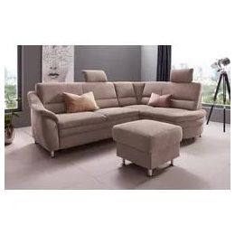 Ecksofa Places of Style "Cardoso L-Form" Sofas Gr. B/H/T: 250cm x 90cm x 175cm, Luxus-Microfaser, Ottomane rechts, mit Bettfunktion, braun (cappuccino) Federkern, wahlweise mit Bett, Schubkasten