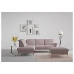 Sit & More Ecksofa SIT & MORE "Fashion L-Form" Sofas Gr. B/H/T: 250cm x 84cm x 207cm, Chenille, Ottomane links, ohne Kopfteilverstellung-ohne Vorziehsitz, rosa (rose) wahlweise mit Kopfteilverstellung, Vorziehsitz, motorisch, Nickelfüße