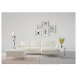 Sit & More Ecksofa SIT & MORE "Fashion L-Form" Sofas Gr. B/H/T: 253cm x 84cm x 165cm, Soft clean, Recamiere rechts, ohne Kopfteilverstellung-ohne Vorziehsitz-mit Metallfuesse Nickel satiniert, beige (creme) wahlweise mit Kopfteilverstellung, Vorziehsitz, motorisch, Nickelfüße