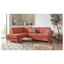 Sit & More Ecksofa SIT & MORE "Clio L-Form" Sofas Gr. B/H/T: 254cm x 89cm x 190cm, Luxus-Microfaser Paris, Ottomane links, mit Bettfunktion-mit Bettkasten, orange (terra) wahlweise mit Bettfunktion und Bettkasten, inklusive Federkern