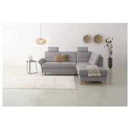 Ecksofa Home Affaire "Westerland L-Form" Sofas Gr. B/H/T: 238cm x 90cm x 213cm, Struktur, Ottomane rechts, mit Bettfunktion, Stauraum und Armlehnfunktion, silberfarben (silber) Federkern-Polsterung, wahlweise mit Bettfunktion, Bettkasten