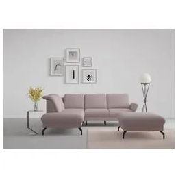 Sit & More Ecksofa SIT & MORE "Fashion L-Form" Sofas Gr. B/H/T: 250cm x 84cm x 207cm, Chenille, Ottomane links, mit Kopfteilverstellung-mit Vorziehsitz, motorisch, rosa (rose) wahlweise mit Kopfteilverstellung und Vorziehsitz, motorisch