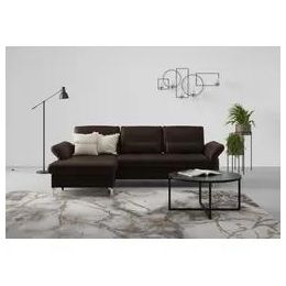 Ecksofa Inosign "Palm Beach L-Form", braun (dunkelbraun), B:269cm H:89cm T:175cm, 100%Polyester, Sofas, Federkern, mit Sitztiefenverstellung, wahlweise mit Bettfunktion