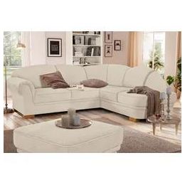 Ecksofa Home Affaire "Amrum L-Form" Sofas Gr. B/H/T: 249cm x 91cm x 218cm, Struktur flausch, Ottomane rechts, ohne Bettfunktion, beige (creme) wahlweise mit Bettfunktion und Ottomane linksrechts