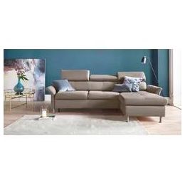 Ecksofa exxpo - SOFA FASHION "Maretto, bequem und komfortabel, L-Form", grau (argent), B:257cm H:96cm T:167cm, Luxus-Microfaser (100% Polyester), Sofas, inkl. Kopf- bzw. Rückenverstellung, wahlweise mit Bettfunktion