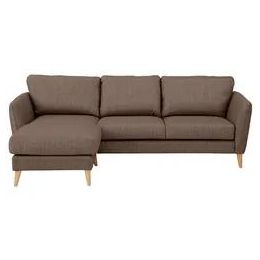 Ecksofa Home Affaire "MARSEILLE (242/152cm),L-Form, Rec. rechts/links" Sofas Gr. B/H/T: 242 cm x 88 cm x 152 cm, Struktur fein, Recamiere links, braun Massivholzbeine aus Eiche, in verschieden Bezügen und Farbvarianten