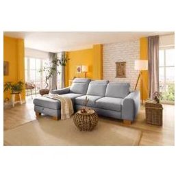 Ecksofa Home Affaire "Dundee L-Form" Sofas Gr. B/H/T: 264cm x 86cm x 170cm, Struktur fein, Recamiere links, ohne Kopfteilverstellung-ohne Bettfunktion-ohne Bettkasten-ohne relax Funktion, grau wahlweise mit Kopfteilverstellung und zusätzlich Bettfunktion