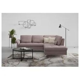 Ecksofa Inosign "Palm Beach L-Form" Sofas Gr. B/H/T: 259cm x 89cm x 224cm, Chenille-Optik, Ottomane rechts, mit Sitztiefenverstellung-ohne Bettfunktiom-ohne Stauraum-ohne Armteilverstellung, rosa (rosé) Federkern, mit Sitztiefenverstellung, wahlweise Bettfunktion