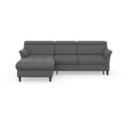 Sit & More Ecksofa SIT & MORE "Marano L-Form" Sofas Gr. B/T: 257cm x 166cm, Luxus-Microfaser ALTARA NUBUCK, mega-Recamiere links, mit Bettfunktion-mit Bettkasten-inklusive Kopfteilverstellung-Fußfarbe: matt schwarz, grau (steel) inklusive Kopfteilverstellung, wahlweise mit Bettfunktion, Bettkasten