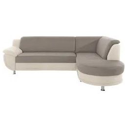 Ecksofa Trendmanufaktur "Rondo 3, L-Form" Sofas Gr. B/H/T: 265cm x 85cm x 190cm, Luxus-Microfaser ALCAZAR-Struktur fein, Ottomane rechts, ohne Federkern, ohne Bettfunktion, beige (beige, tan) mit Ottomane und Federkern, wahlweise Bettfunktion