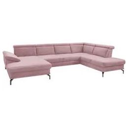 Sit & More Wohnlandschaft SIT & MORE "Scorpio U-Form" Sofas Gr. B/H/T: 353cm x 85cm x 236cm, Struktur fein, mega-Recamiere links, mit Sitztiefenverstellung, rosa (altrosa) inklusive Sitztiefenverstellung, mit Kopf- und Armteilverstellung