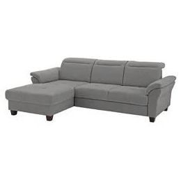 Ecksofa Home Affaire "Solvei L-Form" Sofas Gr. B/H/T: 255cm x 104cm x 185cm, Struktur, Recamiere links, mit Sitztiefenverstellung-mit Kopfteilverstellung, grau mit Recamierenabschluß und Sitztiefenverstellung