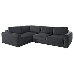 Ecksofa Places of Style "Bloomfield, L-Form" Sofas Gr. B/H/T: 224cm x 84cm x 304cm, Velours, langer Schenkel rechts, XXL ohne Sitztiefenverstellung, grau (anthrazit) extra tiefe Sitzfläche, wahlweise mit Sitztiefenverstellung