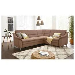 Sit & More Ecksofa SIT & MORE "Cardoso L-Form" Sofas Gr. B/H/T: 249cm x 90cm x 209cm, Struktur, langer Schenkel links, keine Funktion, braun mit Federkern, wahlweise Bettfunktion und Schubkasten