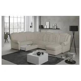 Wohnlandschaft Home Affaire "Boston U-Form" Sofas Gr. B/H/T: 333 cm x 102 cm x 216 cm, Chenille, langer Schenkel links-Recamiere rechts-Bettfunktion rechts, Mit Bettfunktion-mit Schubkasten, beige Gemütliche Wohnlandschaft mit hoher Rückenlehne in klassischem Design