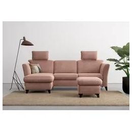 Ecksofa Home Affaire "Trelleborg L-Form" Sofas Gr. B/H/T: 249 cm x 86 cm x 162 cm, Feincord, Recamiere links, ohne Bettfunktion-ohne Bettkasten, rosa (altrosa) wahlweise mit Bettfunktion und Bettkasten, inkl. Federkern-Polsterung