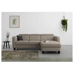 Sit & More Ecksofa SIT & MORE "Belluci L-Form", braun (savannah), B:247cm H:85cm T:170cm, Sofas, inklusive Federkern, wahlweise mit Bettfunktion und Bettkasten