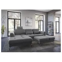 Sit & More Ecksofa SIT & MORE "Bendigo L-Form", grau (hellgrau), B:284cm H:87cm T:175cm, Sofas, inklusive Sitztiefenverstellung, Bodenfreiheit 15 cm, 2 Fußfarben