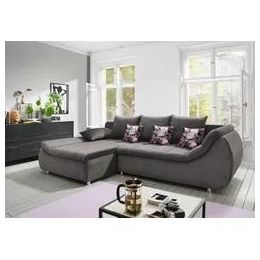 Ecksofa Inosign "Imola L-Form" Sofas Gr. B/H/T: 270cm x 90cm x 170cm, Velours, Armlehne rechts-Recamiere links, schwarz (asche) auch mit Bettfunktion