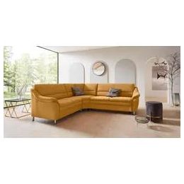 Ecksofa Places of Style "Cardoso L-Form" Sofas Gr. B/H/T: 260cm x 90cm x 230cm, Luxus-Microfaser weich, langer Schenkel rechts, ohne Funktion, gelb (mais) mit Trapezecke für mehr Sitzkomfort, wahlweise auch Bettfunktion