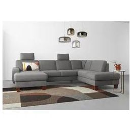 Wohnlandschaft Home Affaire "Vision U-Form" Sofas Gr. B/H/T: 315 cm x 90 cm x 215 cm, Easy care, Ottomane rechts, ohne Bettfunktion-ohne Stauraum, grau wahlweise mit Bettfunktion und Stauraum, auch in Easy Care-Bezug