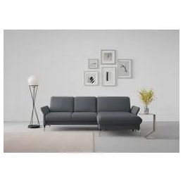 Sit & More Ecksofa SIT & MORE "Fashion L-Form" Sofas Gr. B/H/T: 253cm x 84cm x 165cm, Soft clean, Recamiere rechts, mit Kopfteilverstellung-mit Metallfuesse Nickel satiniert, grau (dunkelgrau) wahlweise mit Kopfteilverstellung, Vorziehsitz, motorisch, Nickelfüße