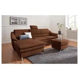 Sit & More Ecksofa SIT & MORE "Cardoso L-Form" Sofas Gr. B/H/T: 264cm x 90cm x 162cm, Luxus-Microfaser 2, Recamiere links, mit Bettfunktion, braun (cognac) mit Federkern, wahlweise Bettfunktion