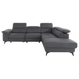 Ecksofa COTTA "Springs L-Form" Sofas Gr. B/H/T: 290cm x 79cm x 235cm, Echtleder, Ottomane rechts, mit Kopfteilverstellung-ohne Relaxfunktion-ohne Bettkasten, grau (fango)