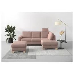 Ecksofa Home Affaire "Summer L-Form" Sofas Gr. B/H/T: 236 cm x 91 cm x 170 cm, Feincord, Ottomane rechts, mit Bettfunktion-mit Bettkasten-mit Federkern, rosa (altrosa) mit Ottomane, wahlweise Bettfunktion und Bettkasten, Cord-Bezug